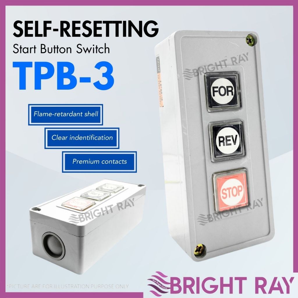 TPB-3 FOR-REV-STOP Forward Reverse Stop 3P Momentary Push Button ...