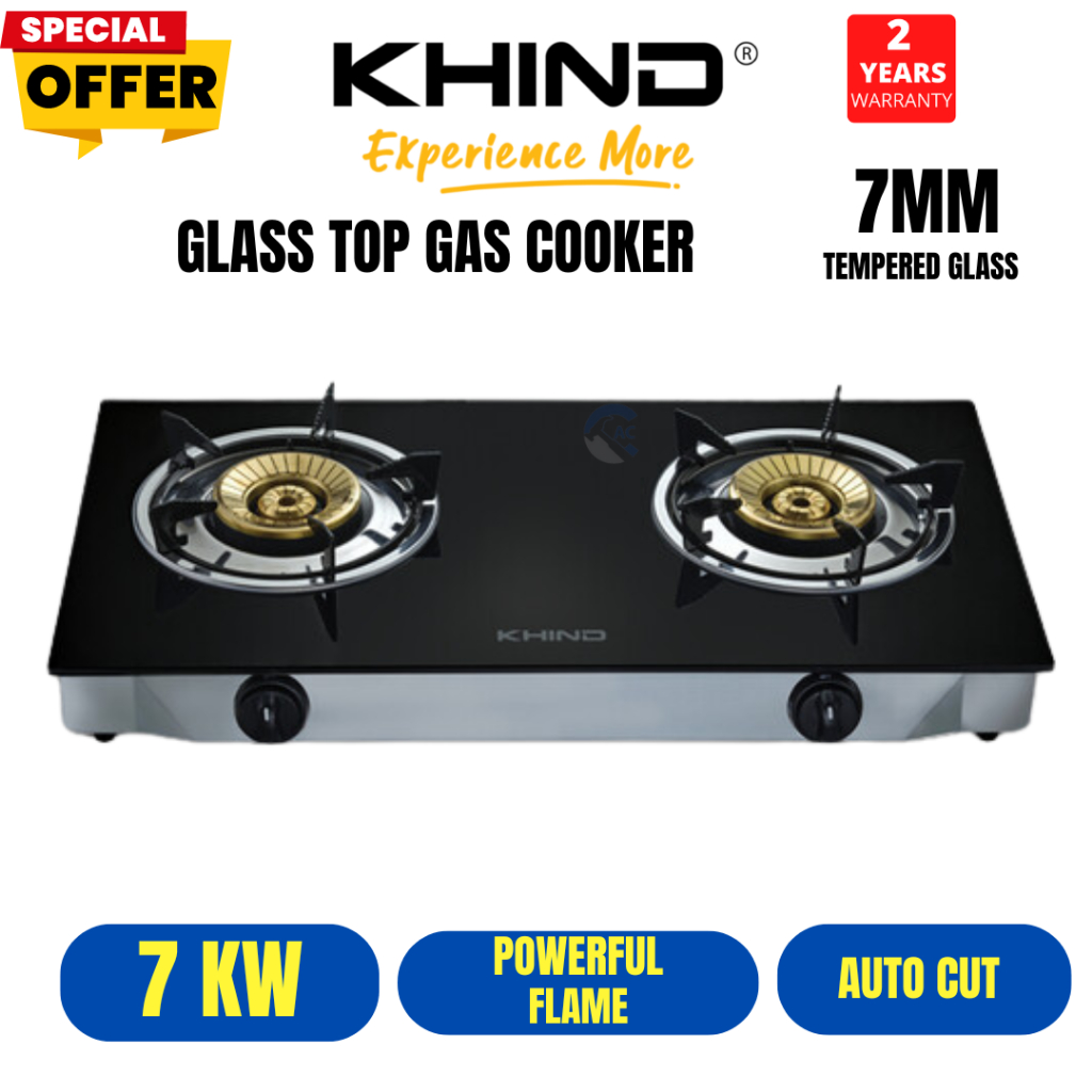 KHIND / ISONIC DOUBLE BURNER GLASS TABLE TOP GAS STOVE/CGC 6311/ GAS ...