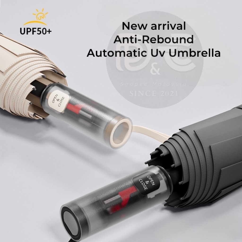 Anti Rebound Automatic UV Umbrella Black GEL Technology/Auto Open Close Umbrella/Payung besar ...