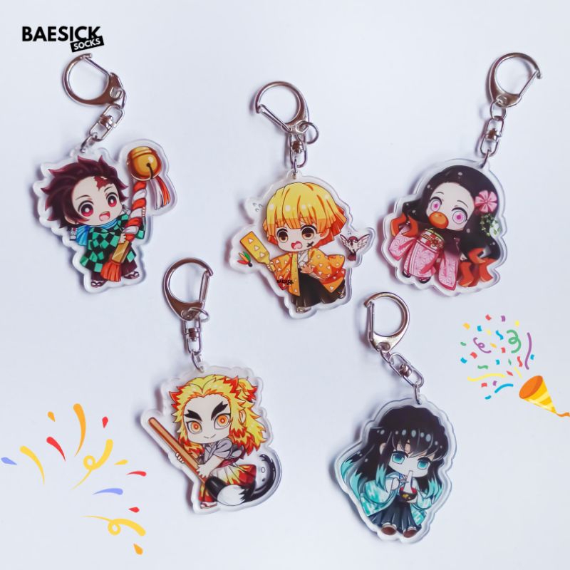 BA Demon Slayer Acrylic Keychain Anime Hook Tanjiro, Nezuko, Zenitsu ...