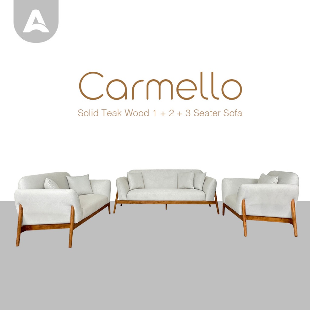 Arturo - Carmello Solid Teak Wood Sofa (1/2/3/Set) | Shopee Malaysia