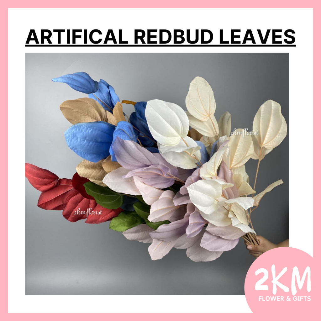 (9 LEAVES) REDBUD LEAVES Artificial Plant Leaves Green Leaf Daun Hiasan ...