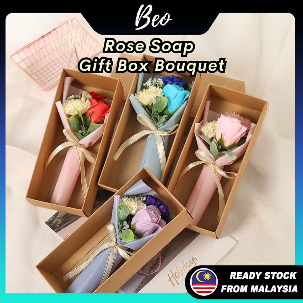 3pcs Rose Carnation Soap Flower Bouquet Gift boxes Valentine Birthday ...