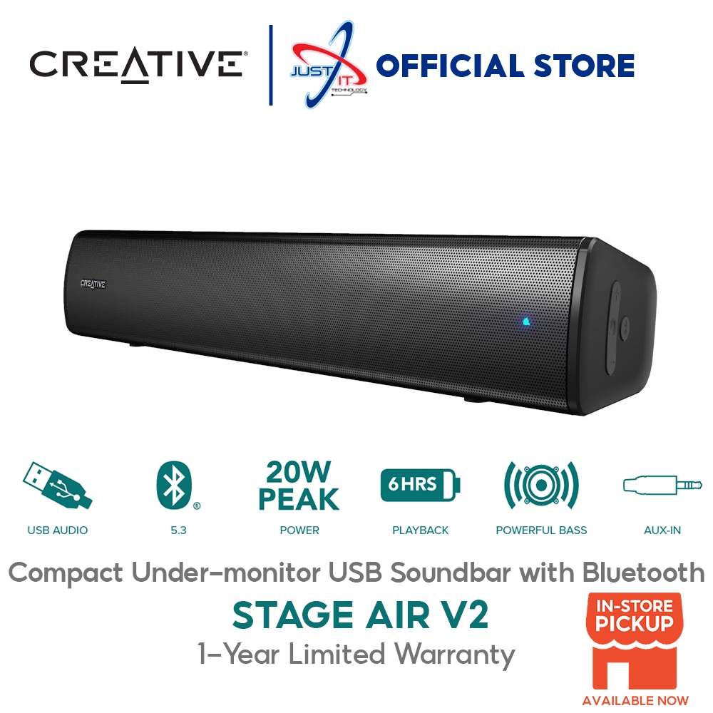 CREATIVE STAGE AIR V2 Compact Under-monitor USB Soundbar with Bluetooth ...