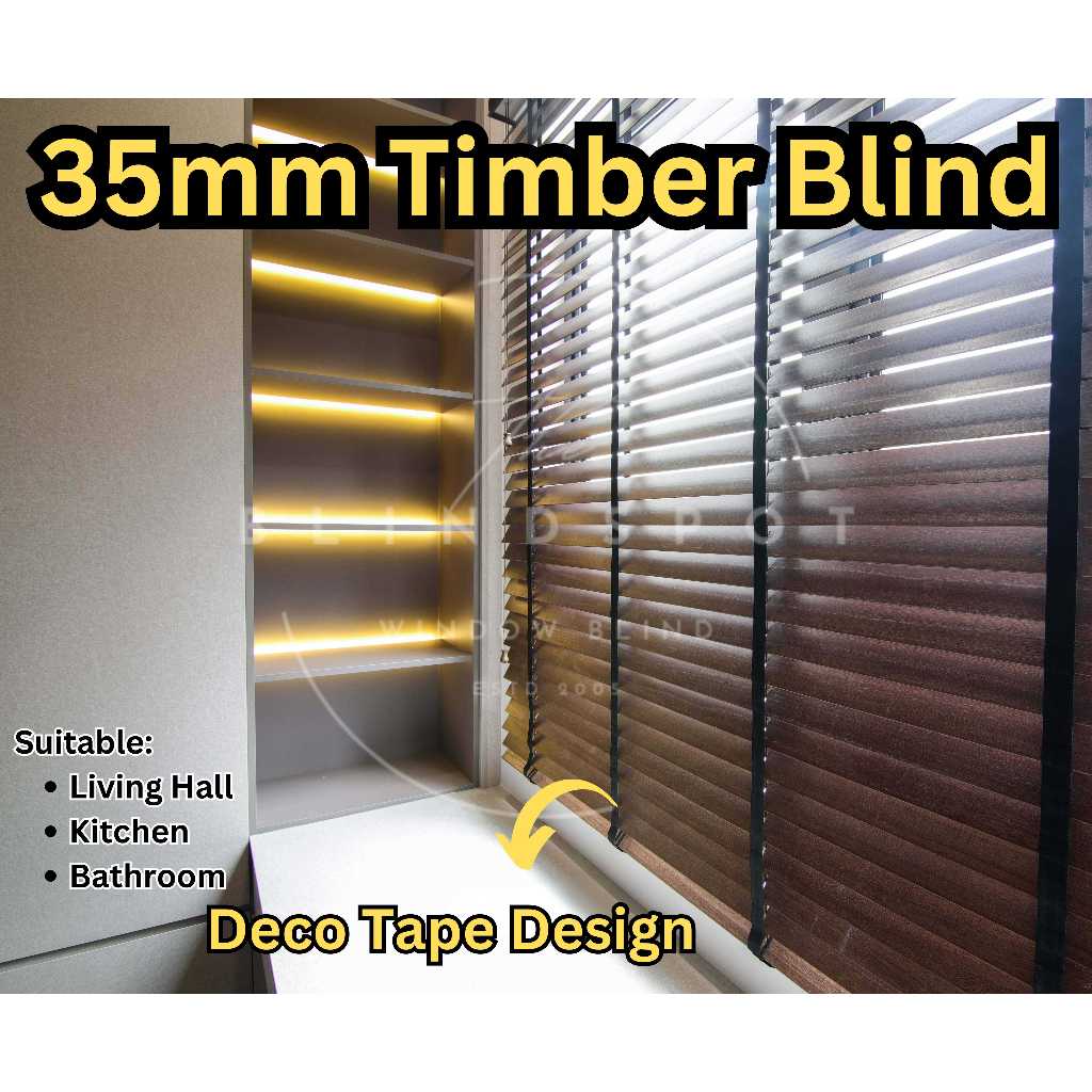 The BlindSpot 35mm Timber Blind Deco Tape Bidai Kayu Indoor CUSTOM MADE ...
