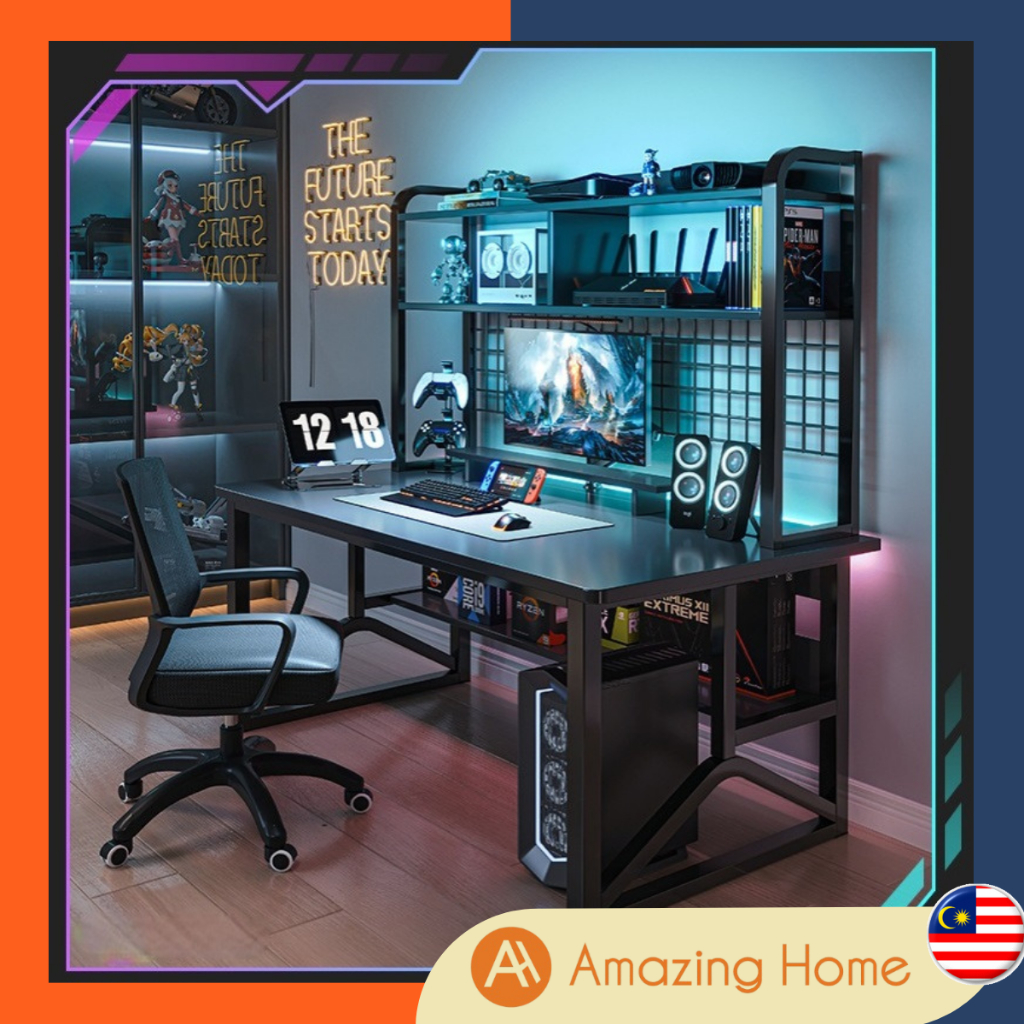 AmazingHome Gaming Desk Computer Study Writing Table Meja Permainan ...