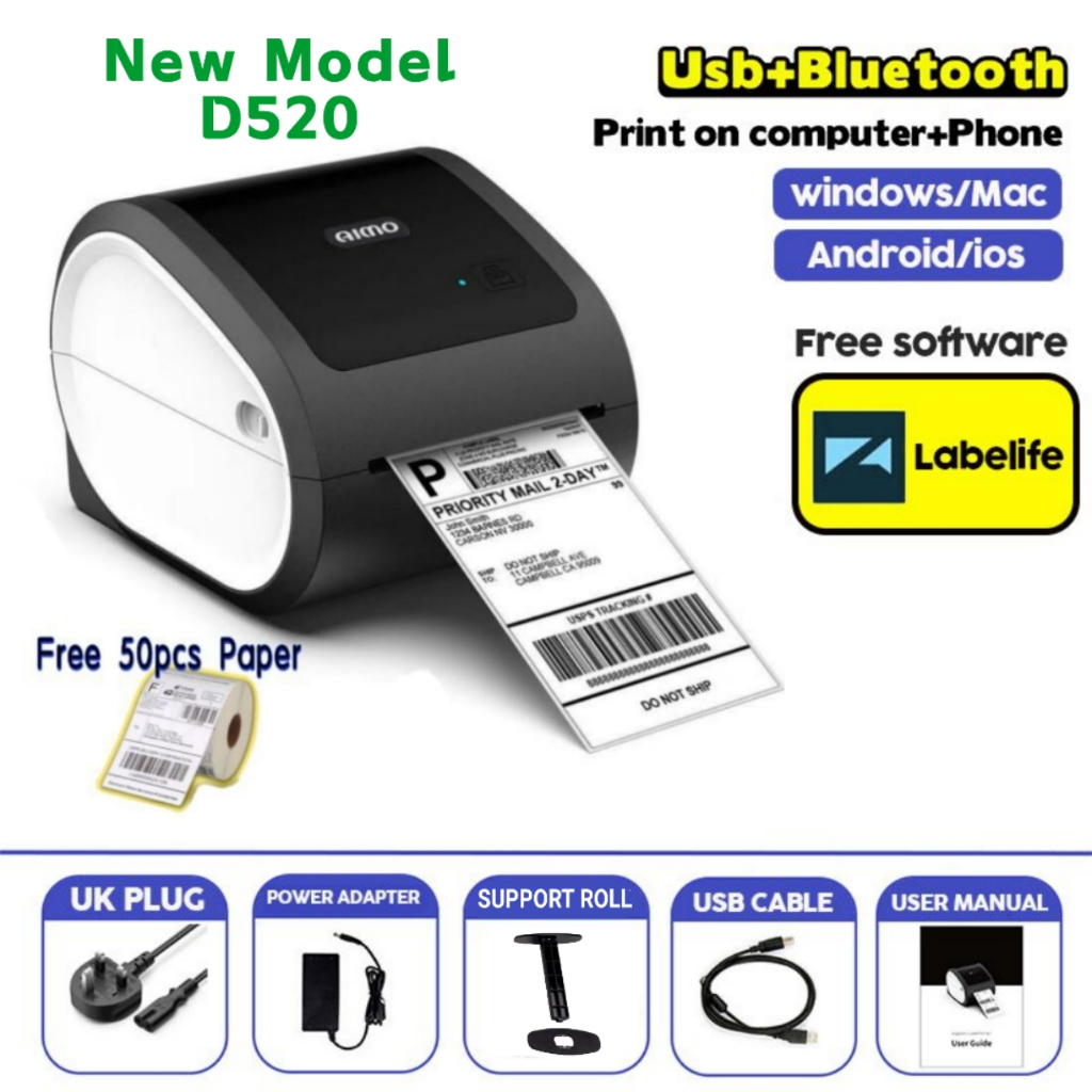 C100/D520 Waybill Printer * Thermal Printer A6 * USB+Bluetooth Android ...