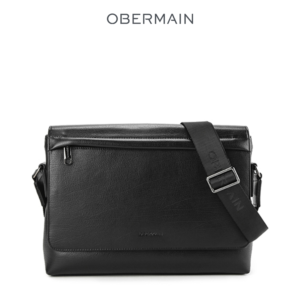 OBERMAIN Men's Messenger Bag / Synthetic Leather / Black / OBC399P1 ...