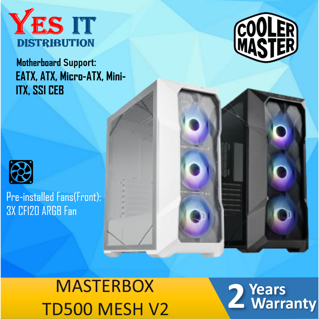 Cooler Master MasterBox TD500 MESH V2 ARGB / CMP 520 ARGB Chassis Black PC Casing (TD500V2-KGNN ...