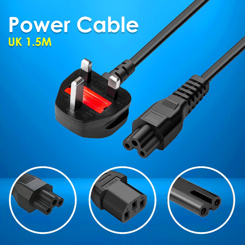 3 Pin Power Cord For Laptop With Fuse POWER CABLE 3 PIN / 2 PIN / C13 ...