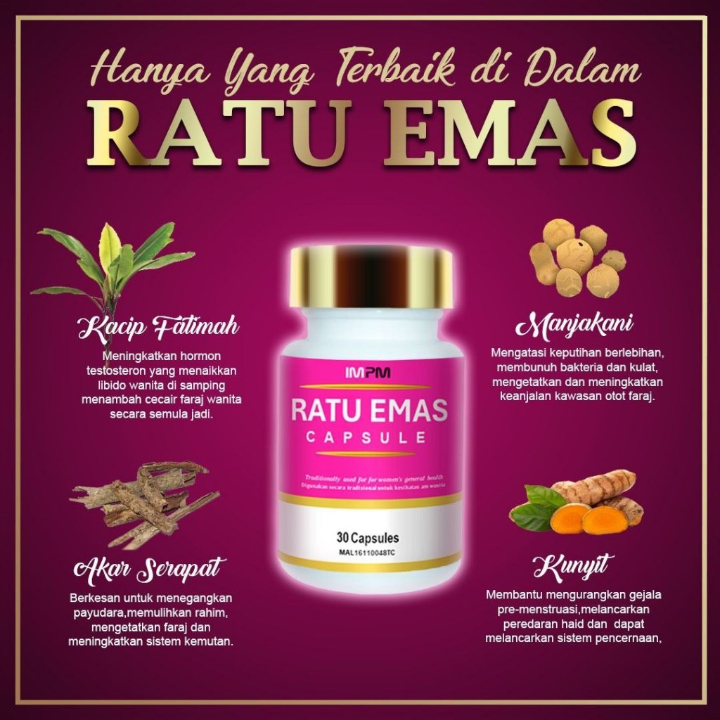 RATU EMAS CAPSUL JAMU KESIHATAN WANITA HERBA ASLI SEMULAJADI LULUS KKM ...