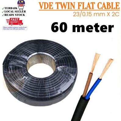 VDE 60 Meter 2C X 23/0.15mm Twin Flat VDE Cable Black | Shopee Malaysia