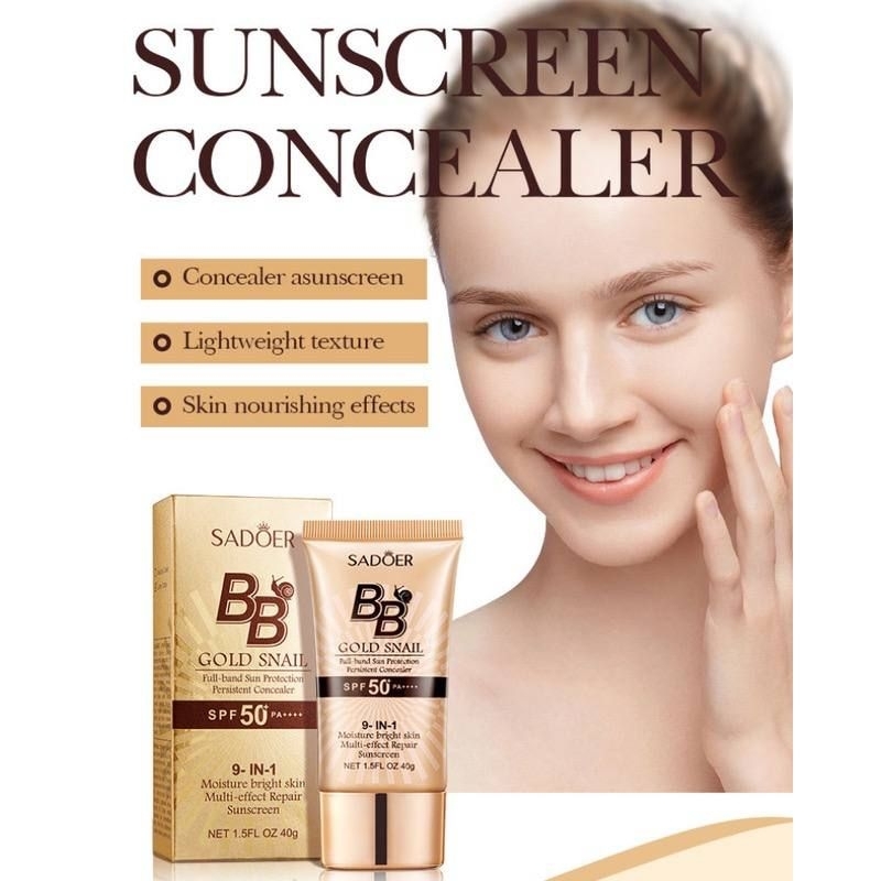 SADOER GOLD SNAIL SUNSCREEN BB CREAM SPF50+PA+++ Krim BB pelindung matahari SPF50 PA+ ...
