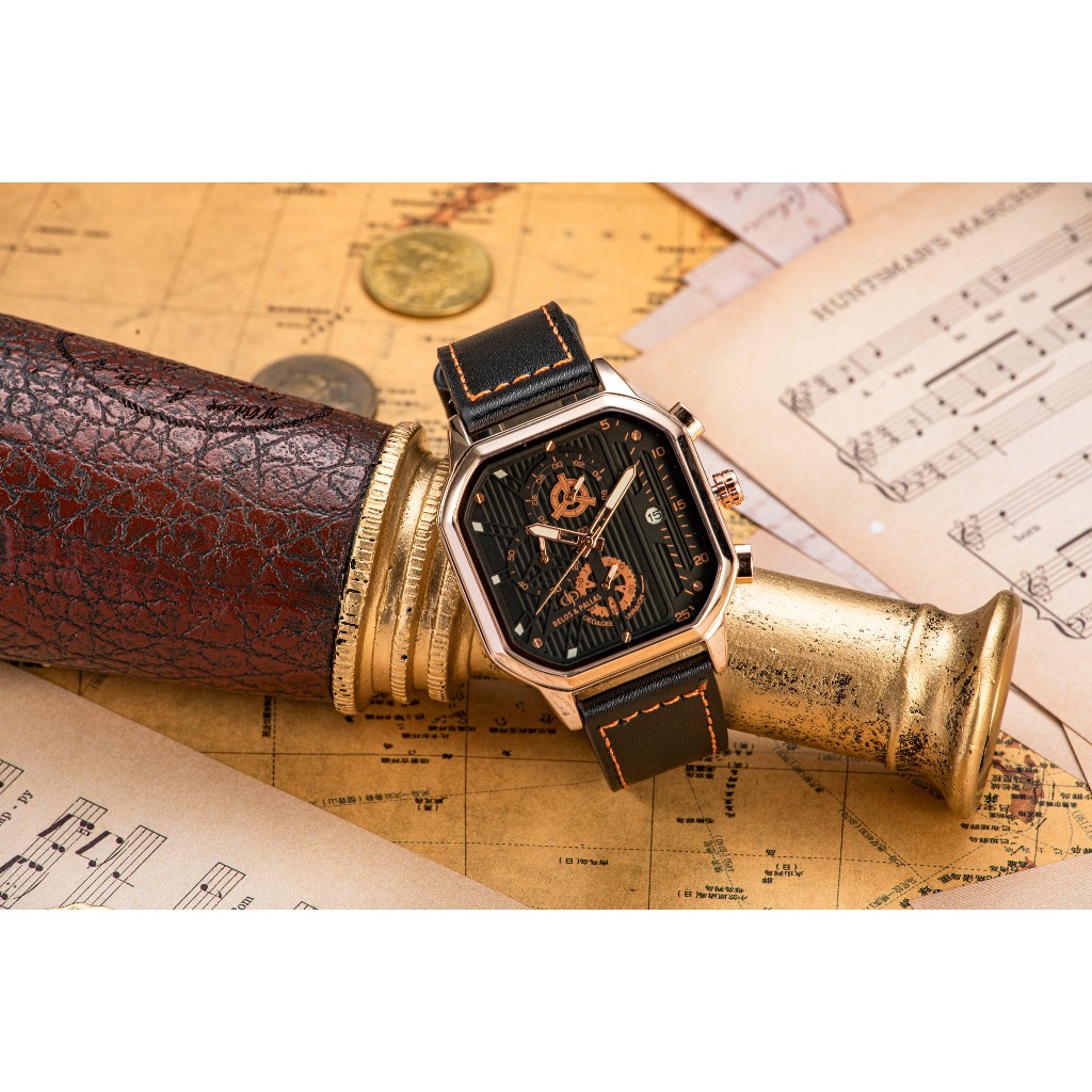 DELOS & PALLAS Brand Multifunctional Punk Square Design Quartz Men's ...