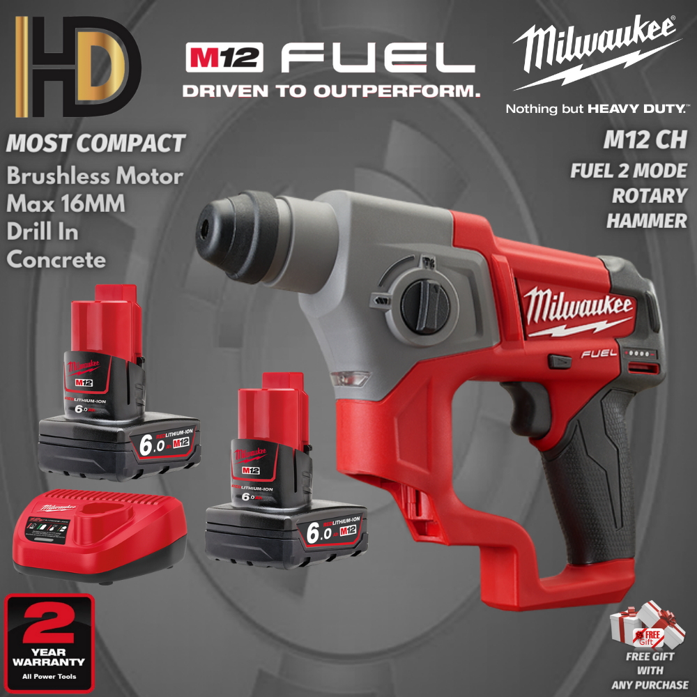 Milwaukee M12 CH Fuel 2 Mode Rotary Hammer 16MM / Milwaukee Compact Rotary Hammer / Brushless ...