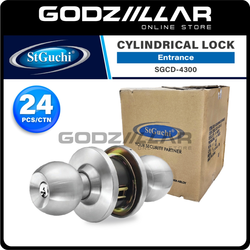 (24pcs) St Guchi Cylindrical Door Knob Lock Set SGCD 4300 Tombol Pintu ...