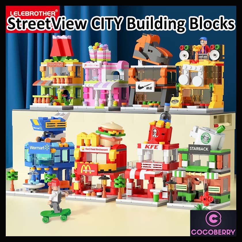 Mini City Street View Building Blocks Food Truck Bricks Educational ...