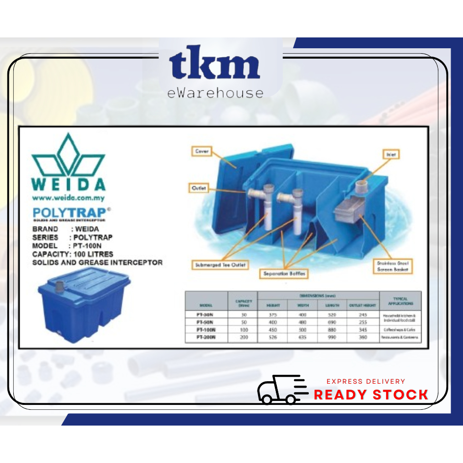 [TKM] HDPE / POLY WEIDA POLYTRAP GREASE TRAP / OIL FILTER 100 LITRES ...