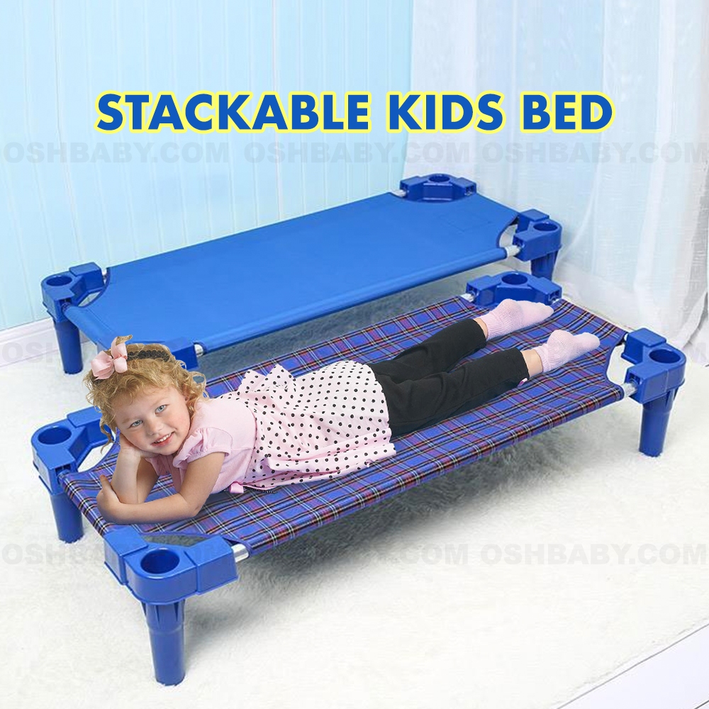 STACKABLE KIDS BED canvas/mesh Kindergarten Use Katil Kanak Katil Taska ...