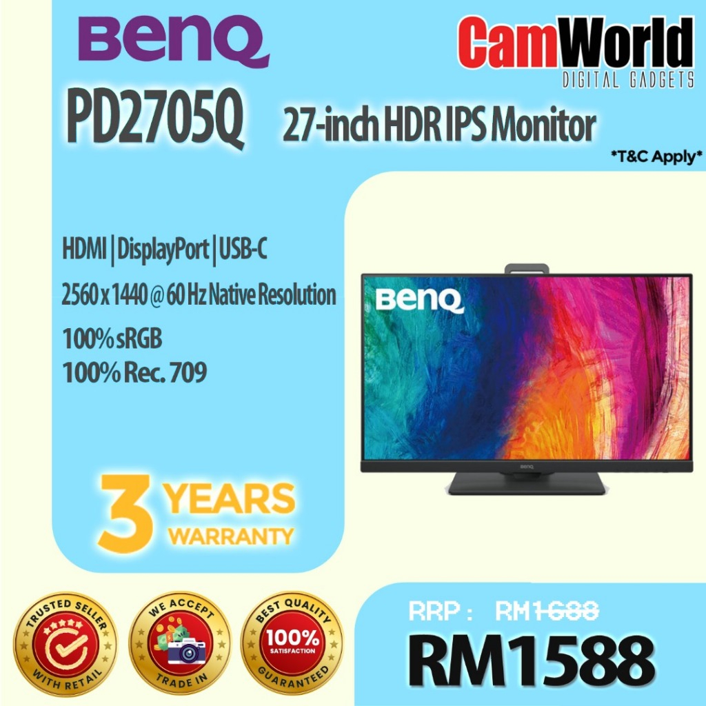 BENQ PD2705Q 27 INCH 2K QHD Design Vue Monitor sRGB HDR10 USB-C ...