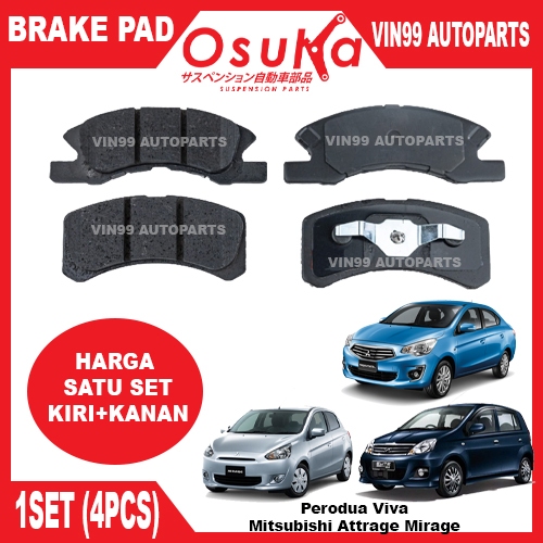 OSUKA Front Brake Pad Perodua Viva Mitsubishi Attrage Mirage | Shopee ...