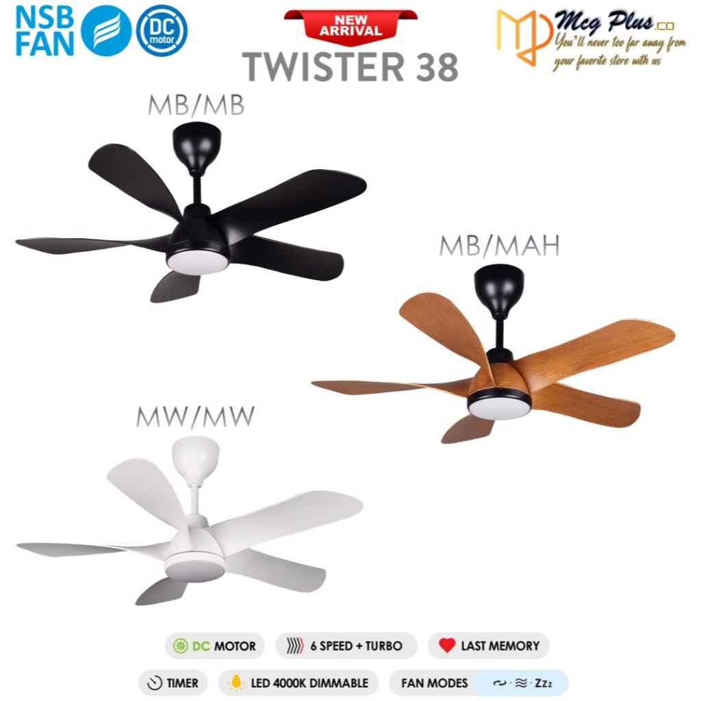 NSB TWISTER 38" 5 ABS Blades 6 Speed + Turbo With Last Memory 12W 4000K ...