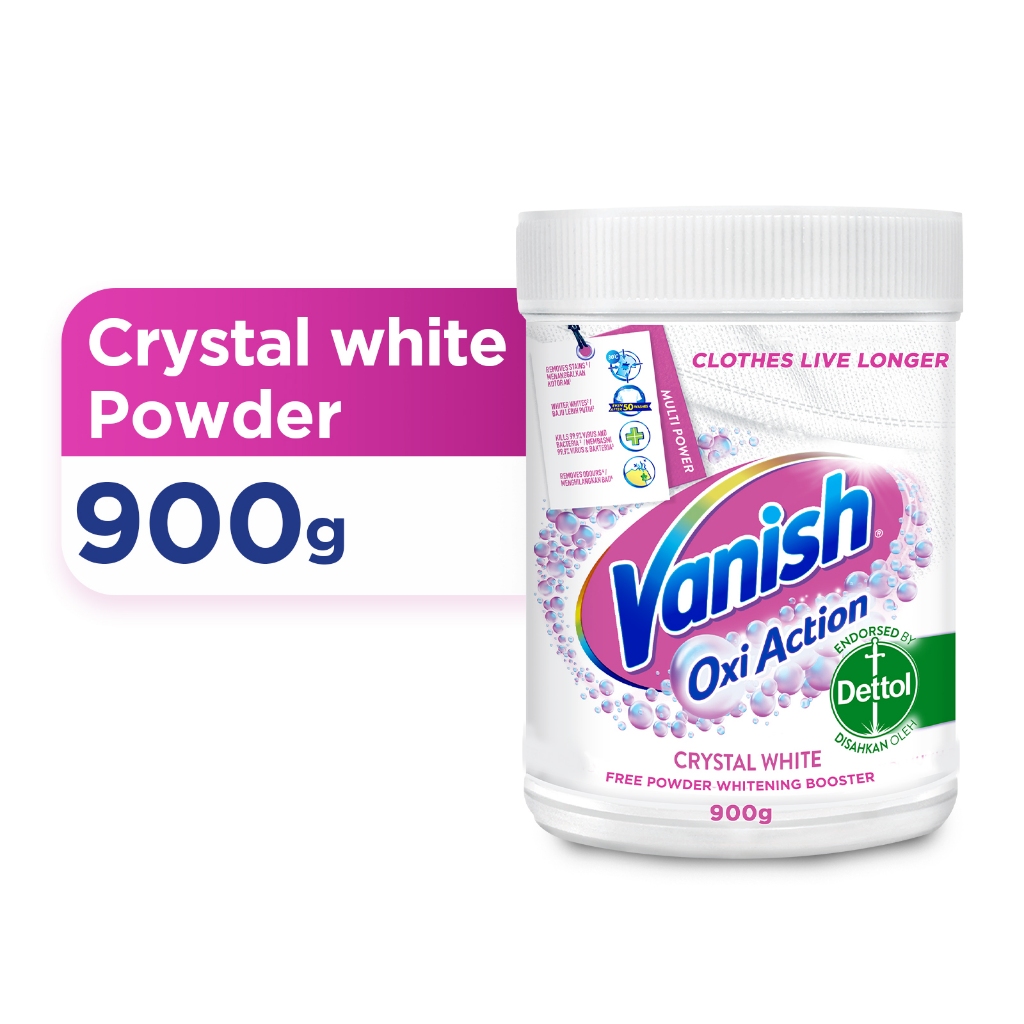 Vanish Fabric Clothes Crystal White Stain Remover Powder Tub (900g ...