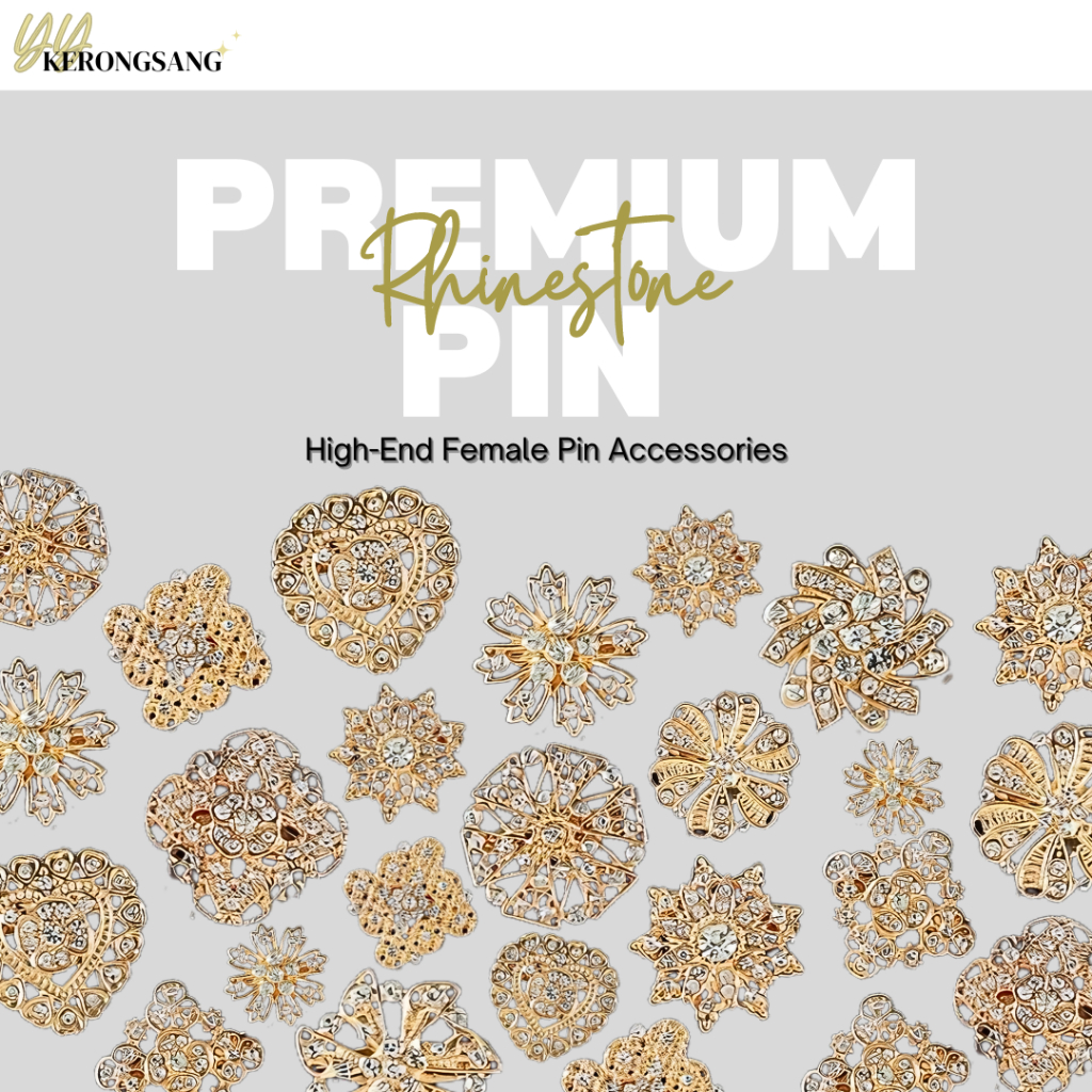 Kerongsang Pin Tudung Premium Rhinestone Brooch Indonesia Bruch Kacing ...