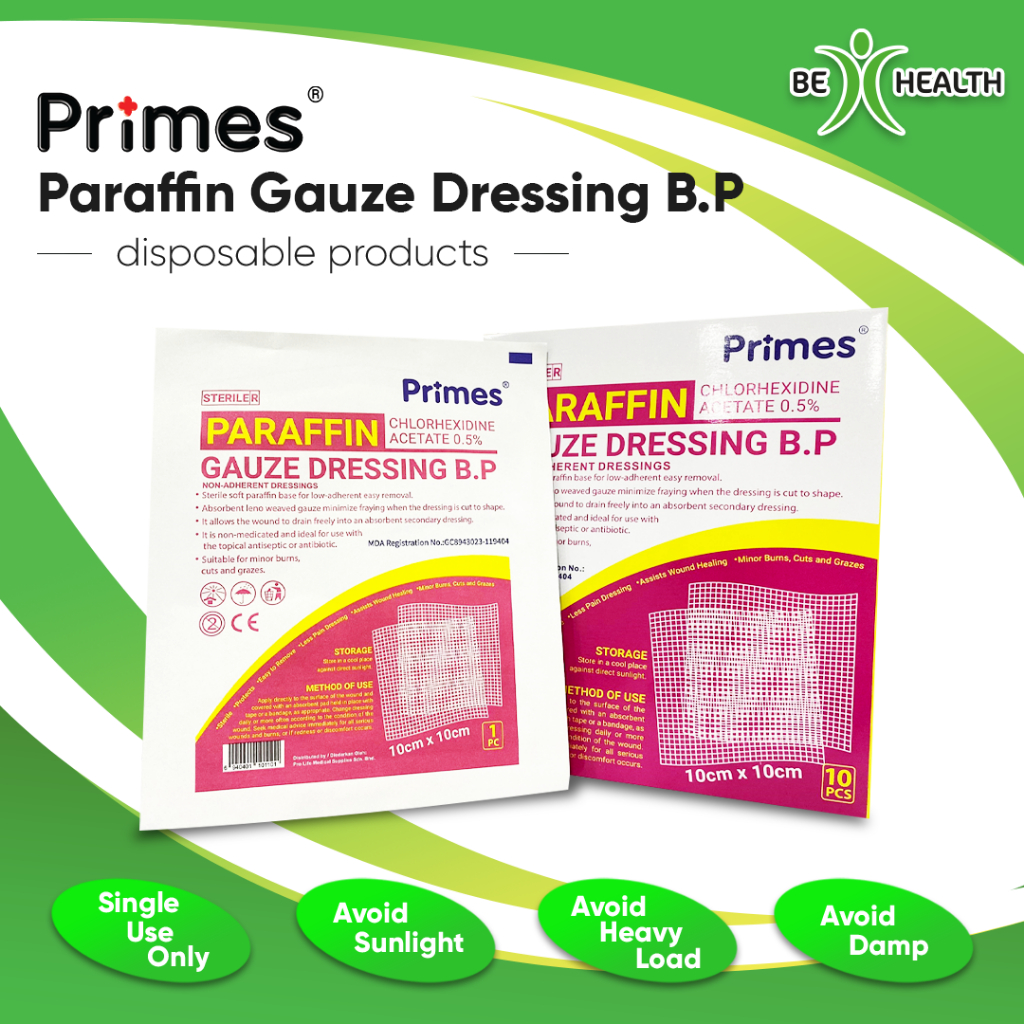 Primes Paraffin Gauze Dressing B.P (Similar to Bactigras) / Pembalut ...