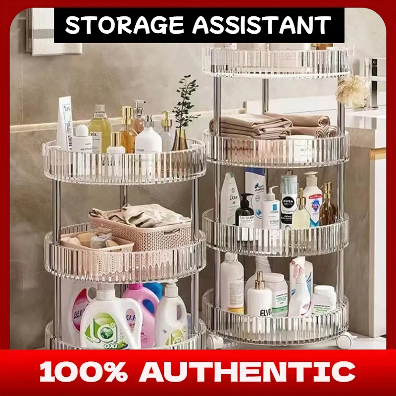 Multi functional circular storage cart shelves with plastic wheels 3/4 ...