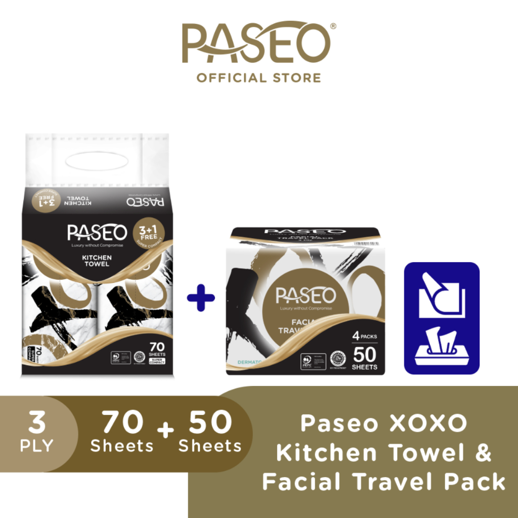 [Paseo 1+1 Deal] Paseo XOXO Kitchen Towel Interfold (70 Sheets x 4 ...