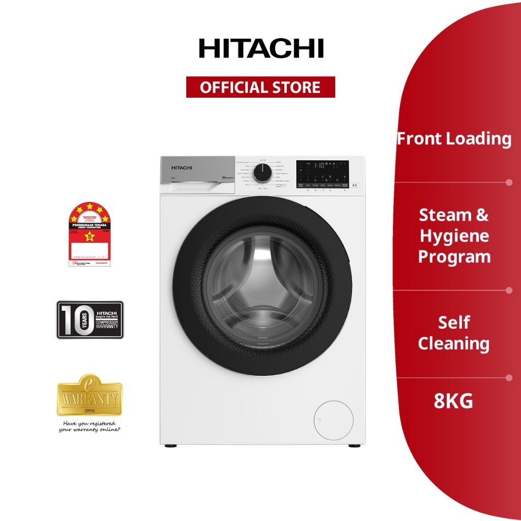 Hitachi Front Loading Washing Machine 8KG (BD-80YFVE) | Shopee Malaysia