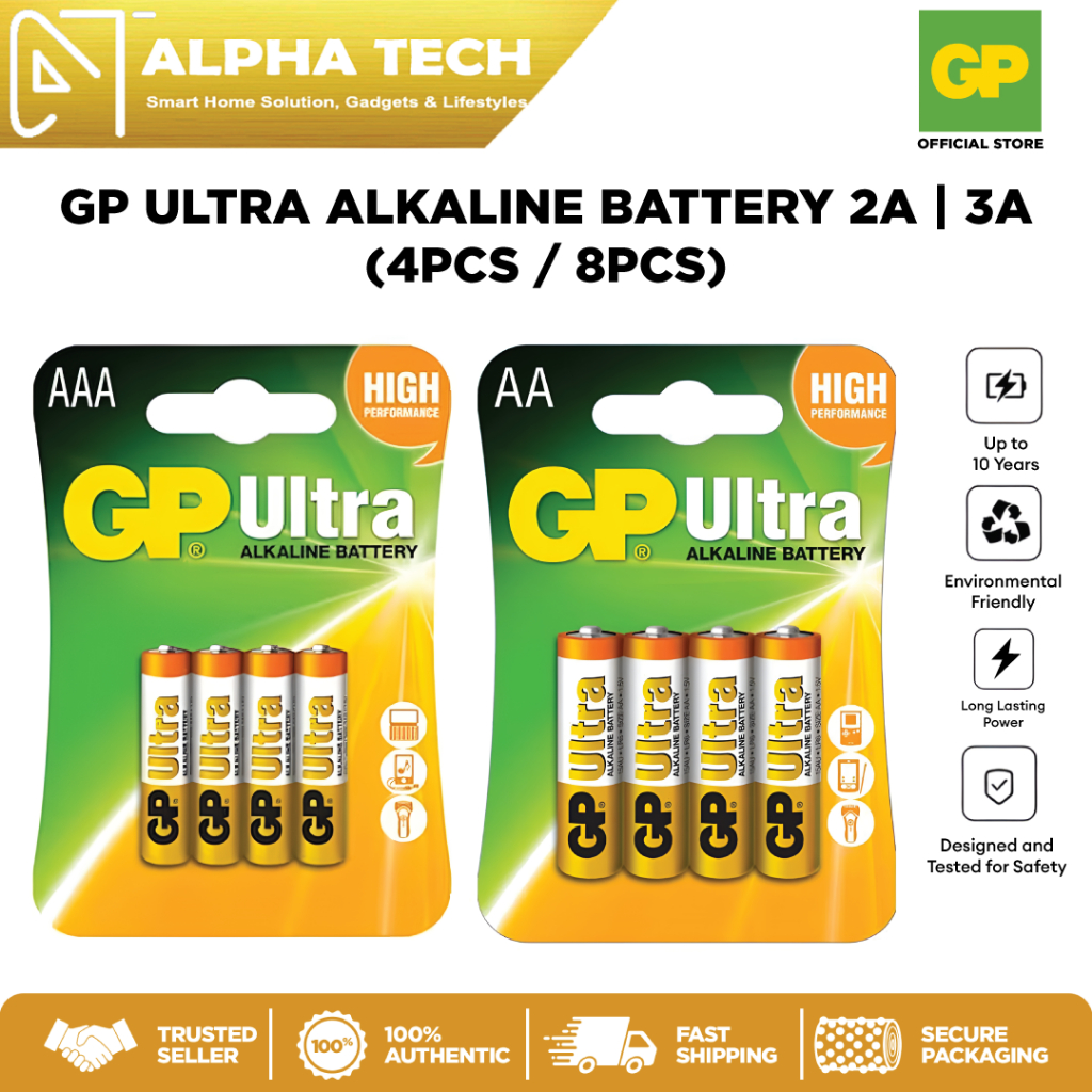 GP ULTRA ALKALINE BATTERY 2A | 3A (4Pcs / 8Pcs) | Shopee Malaysia
