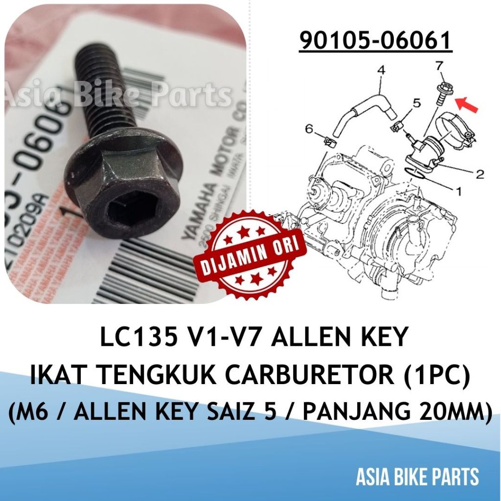Yamaha Original LC135 V1 V2 V3 V4 V5 V6 V7 Joint Carburetor Allen Key Tengkuk Karburetor - 90105 ...