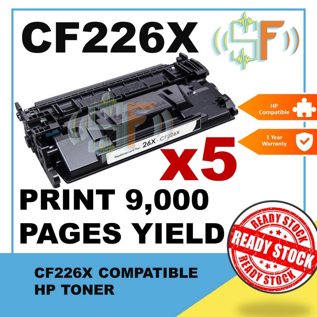 5 Units Compatible HP CF226X 226 CF 226X Black Toner Cartridge For ...