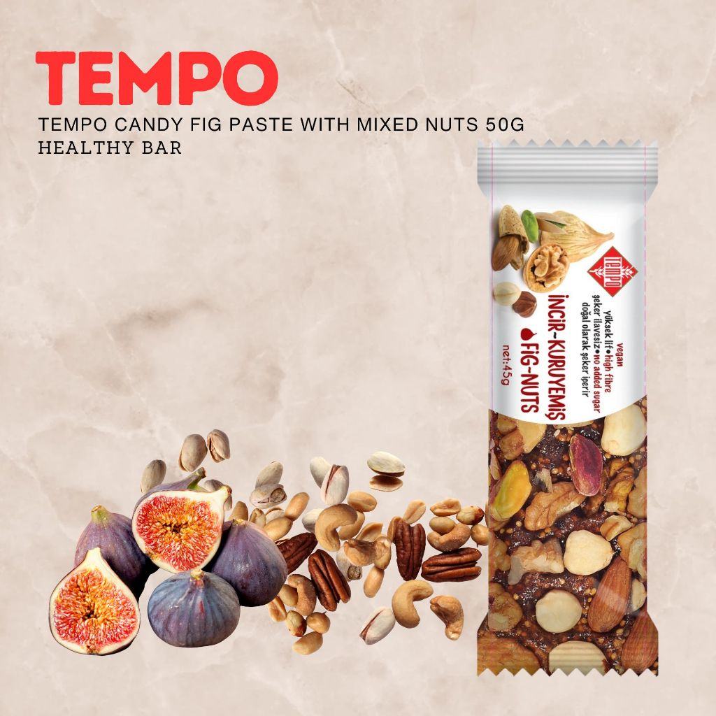 TEMPO CANDY Fig Paste With Mixed Nuts 45g- Healthy bar - Gluten free ...