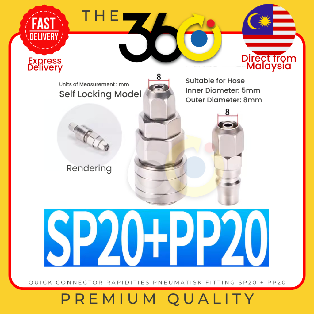 QUICK CONNECTOR RAPIDITIES PNEUMATIC FITTING SP20+PP20 SPRAY GUN ...