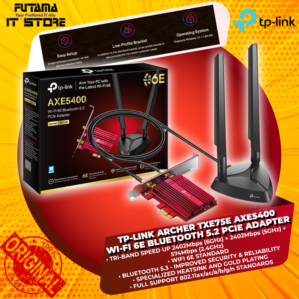 TP-LINK Archer TXE75E AXE5400 Wi-Fi 6E Bluetooth 5.3 PCIe Adapter ...