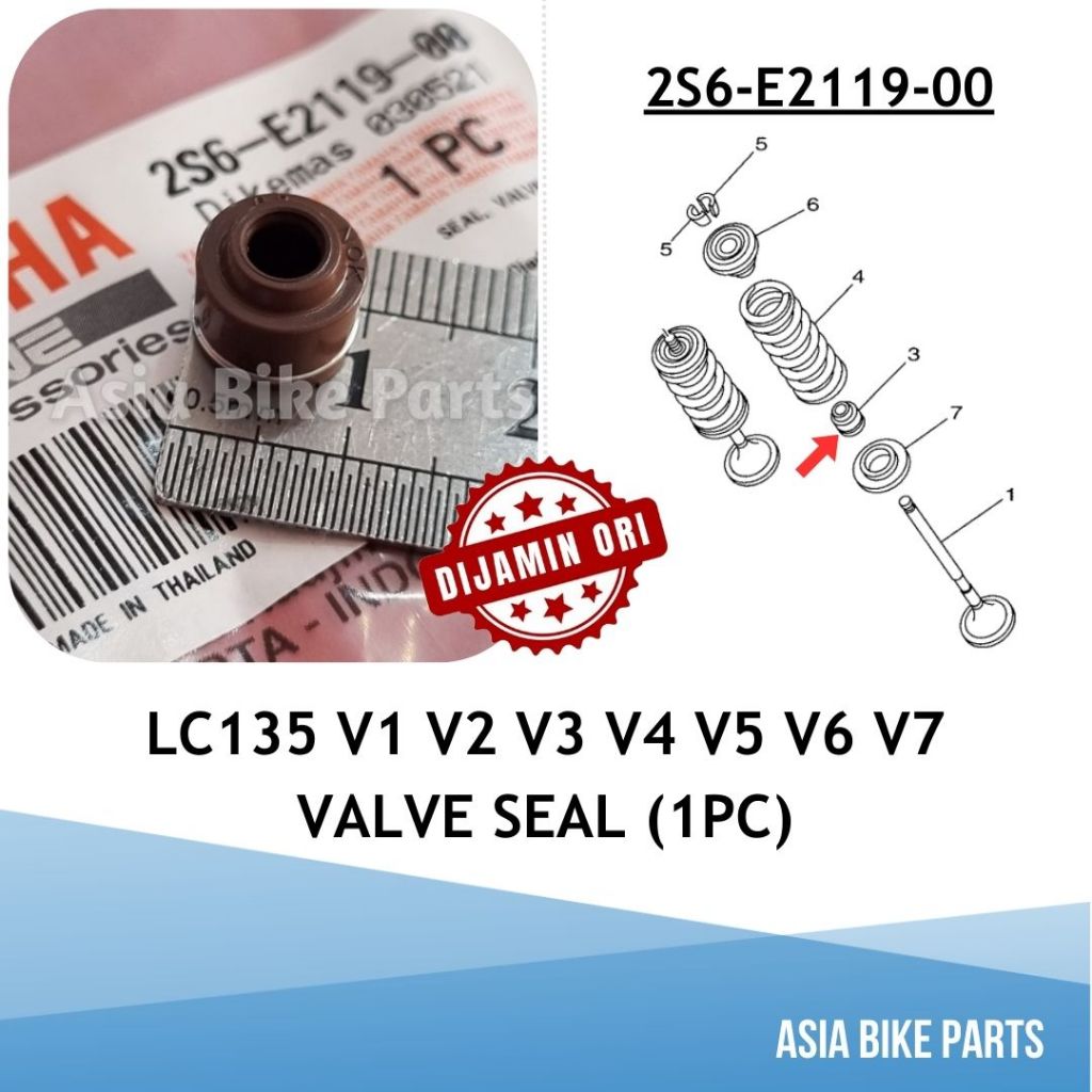 Yamaha Original LC135 V1 V2 V3 V4 V5 V6 V7 4S 5S Valve Seal - 2S6-E2119-00 | Shopee Malaysia