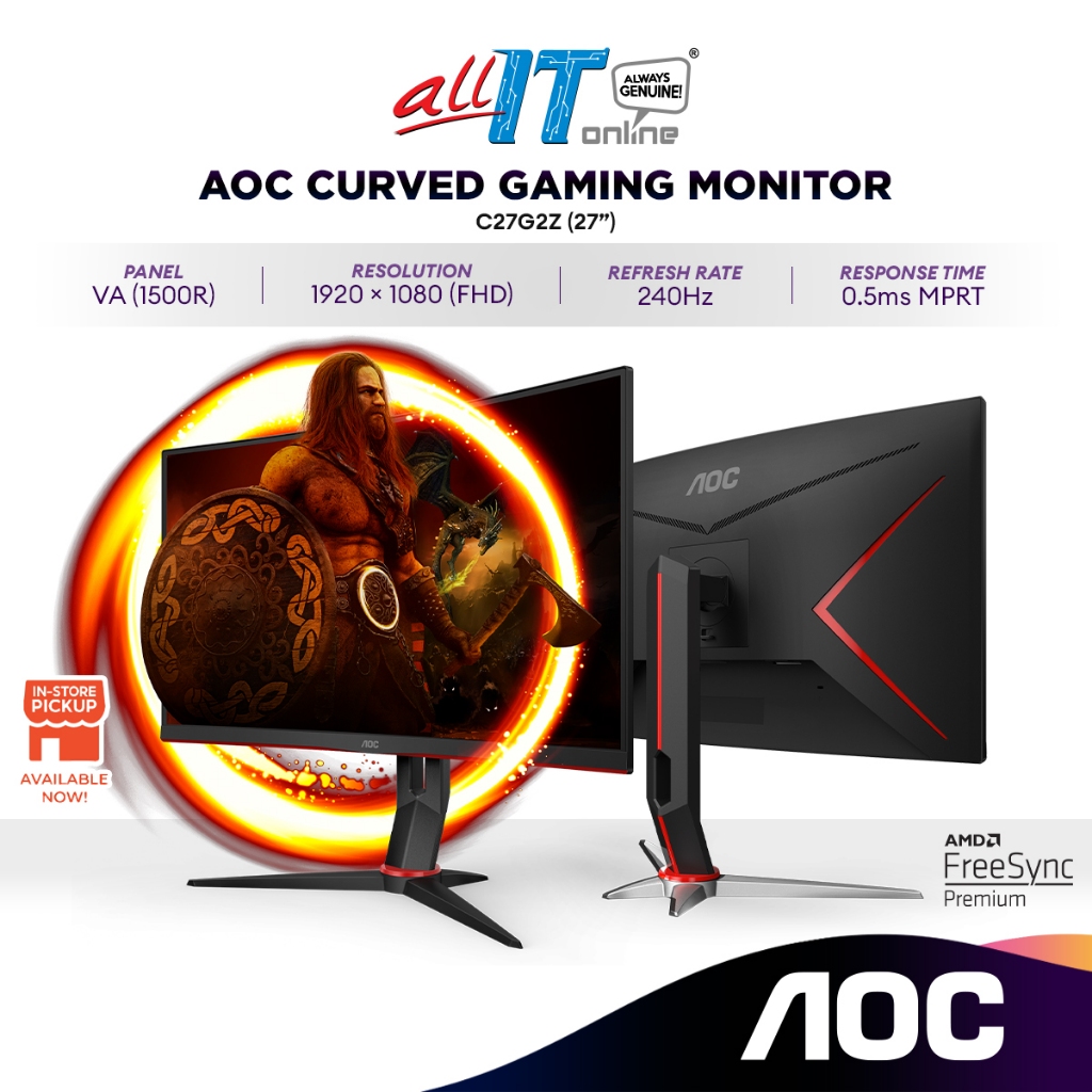 AOC C27G2Z 27" FHD VA Curved Gaming Monitor | 240Hz | AMD FreeSync ...