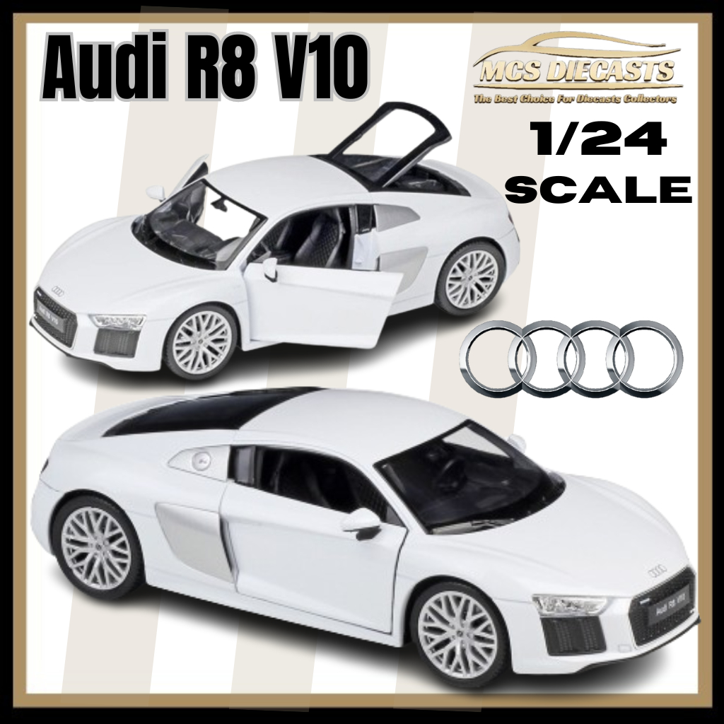 WELLY 1:24 2016 Audi R8 V10 Alloy Car Model Diecasts & Toy Collect Car ...