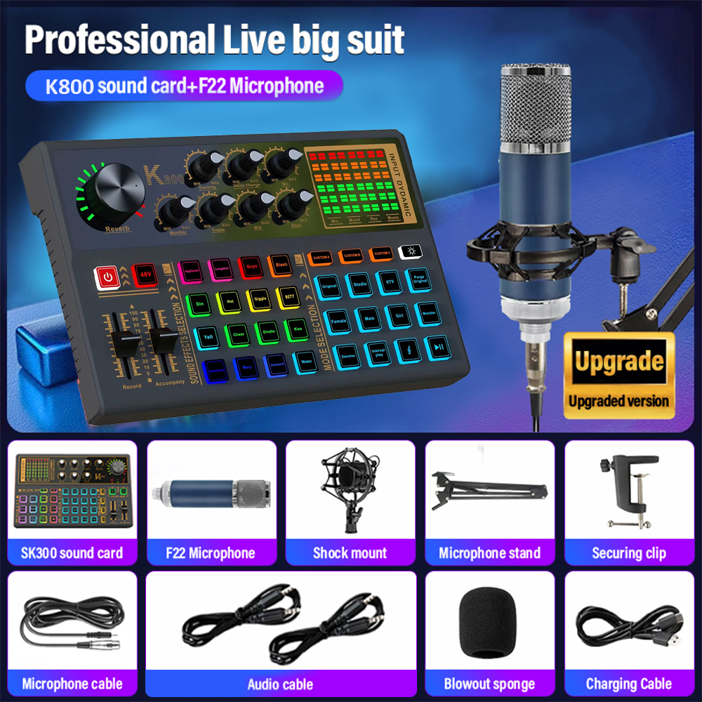 [Local Stock] Bonkyo K800+F22Mic48V Live Sound Card Vocalizer Multiple ...