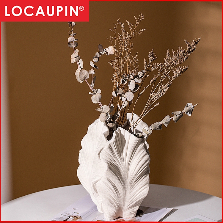 Locaupin White Ceramic Vase Modern Home Decor,Matte Pampas Flower Vases ...