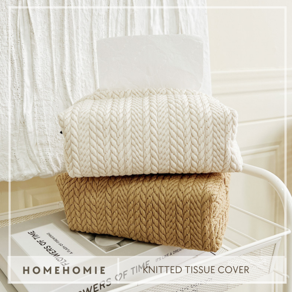 Homehomie Minimalist Nordic Aesthetic Knitted Tissue Box Cotton Knitted ...