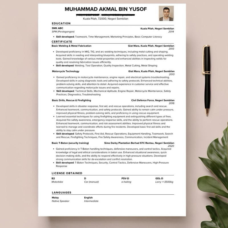 RESUME SERVICE (CHEAPEST AND FASTER) | Shopee Malaysia