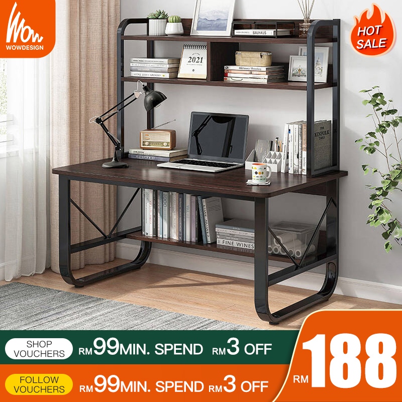 Modern Home Office Table 120x60CM With Bookcase Workstation Office Desk ...