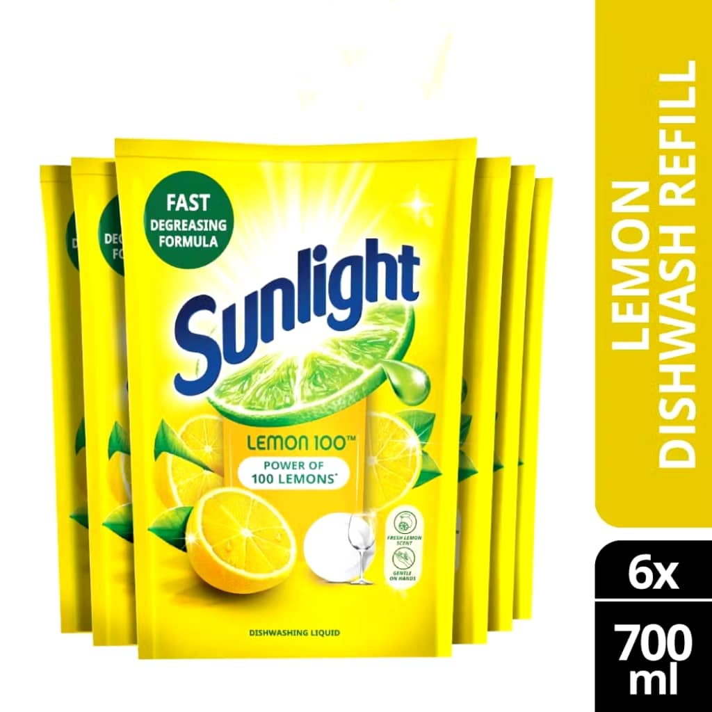 Sunlight Dishwash Liquid Refill 700ml x 6) (Lemon-Lime-Nature) | Shopee ...