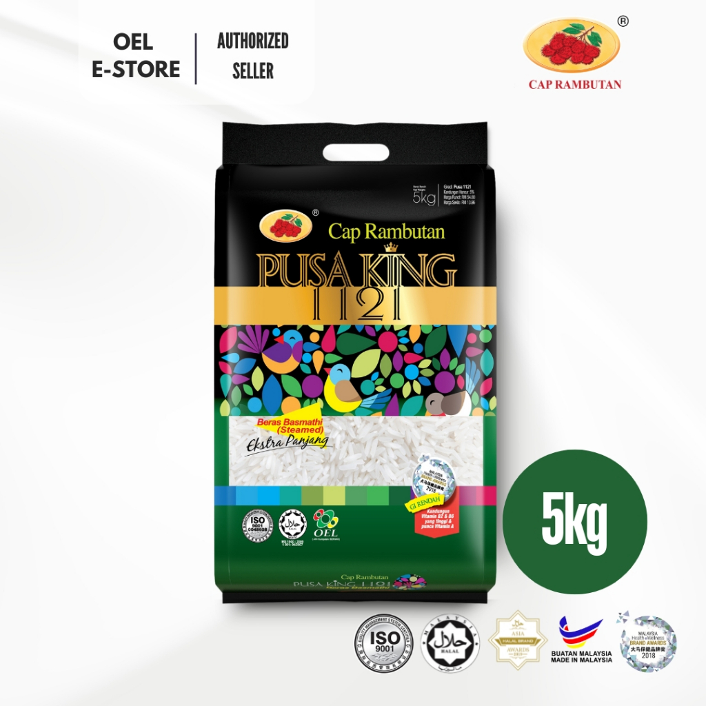 5kg Cap Rambutan Pusa King 1121 Basmathi Rice | Shopee Malaysia