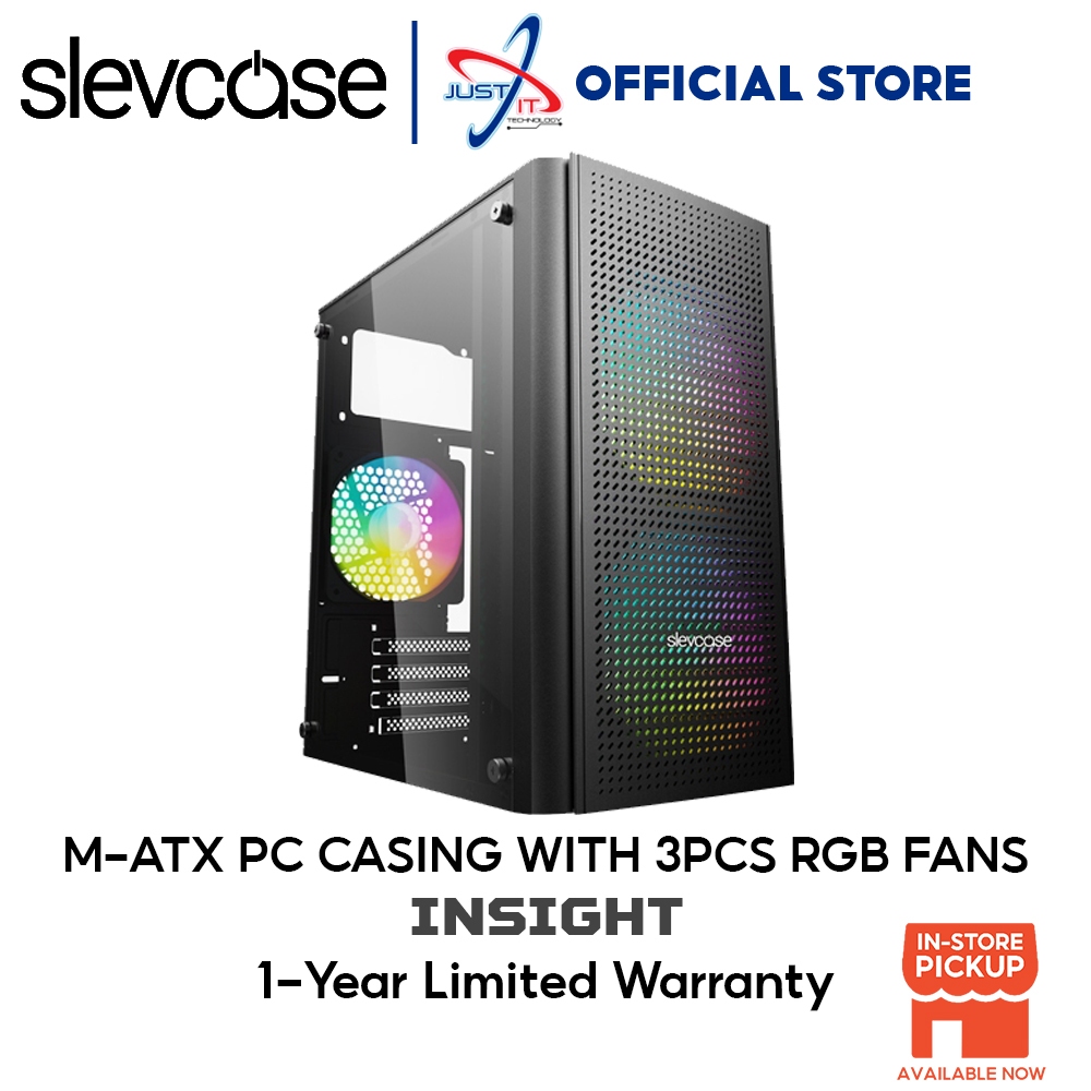 SLEVCASE INSIGHT MICRO ATX CASING / CASE WITH 3 PCS RGB FAN - BLACK ...