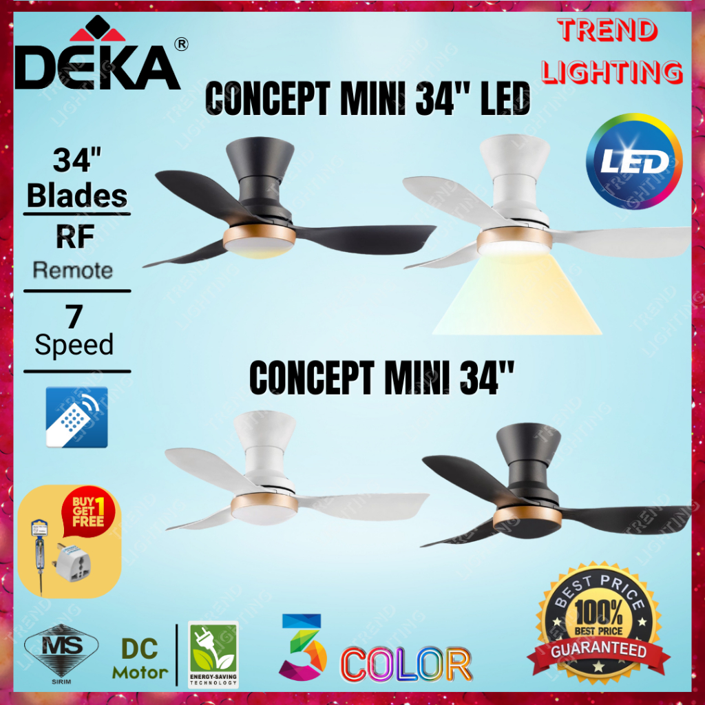 DEKA Concept Mini LED Series 34" 3 Blades DC Motor 7 Speed + Reverse ...